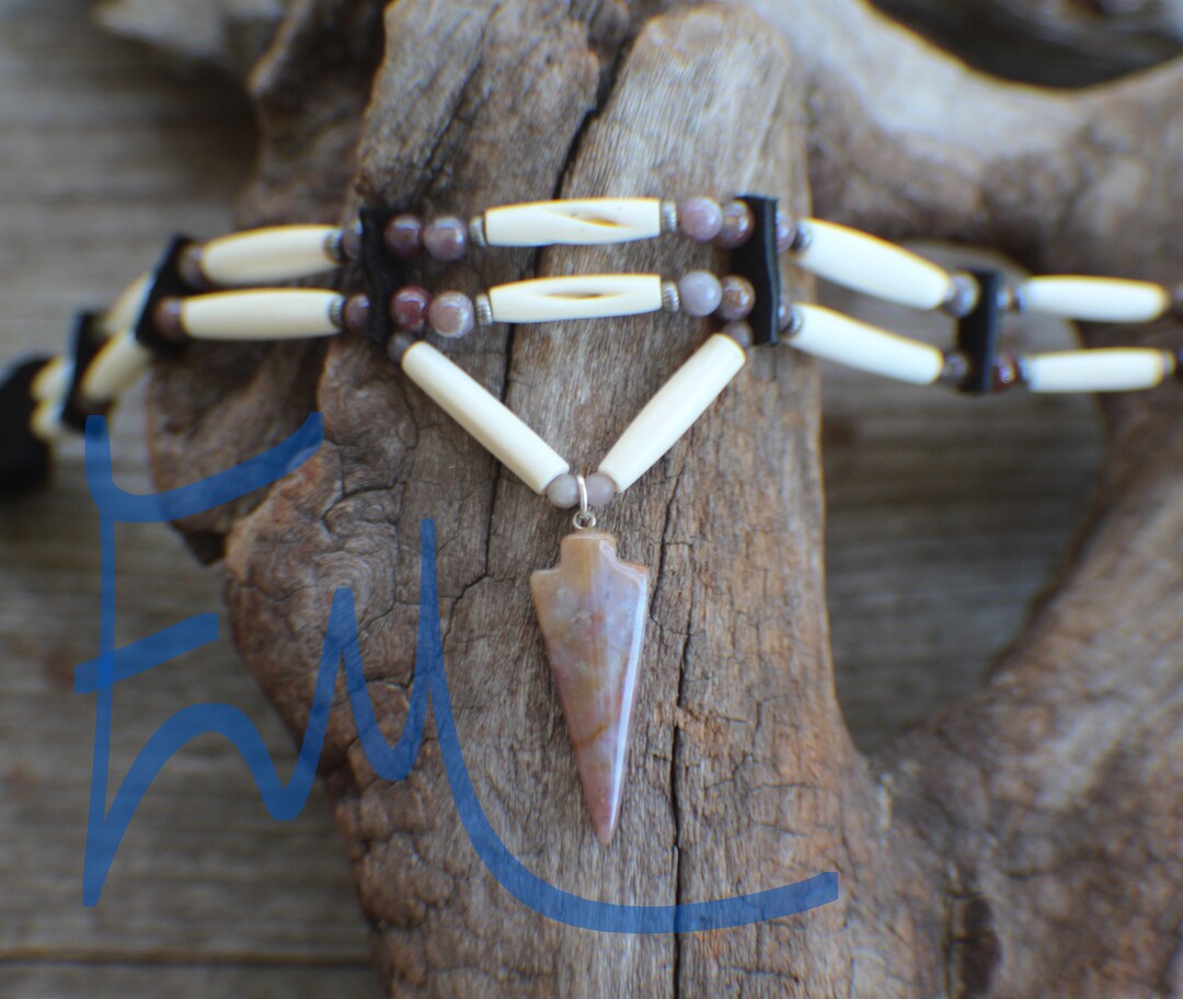 Native American Choker W/ Fancy Jasper Arrowhead Cherokee Made William ...