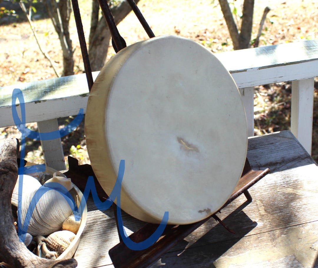 10" Deer Hide Hand Drum Native American Made William Lattie Cherokee ...