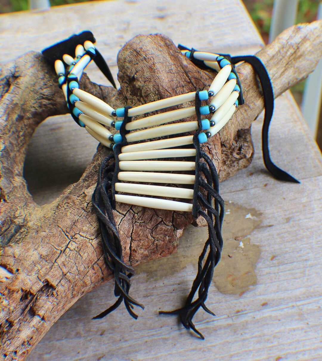 Native American Choker W/ Blue Glass Cherokee Made William Lattie Comes ...