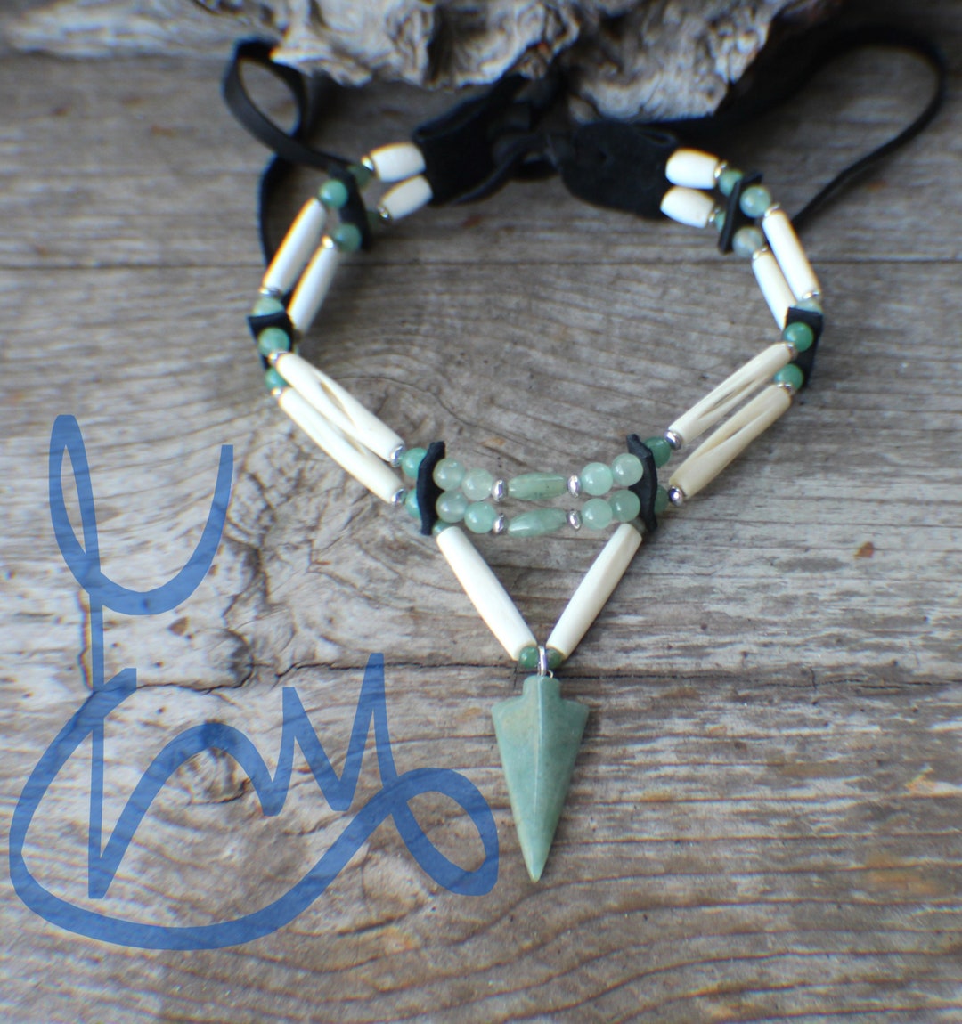 Native American Choker W/ Green Aventurine Arrowhead Cherokee - Etsy