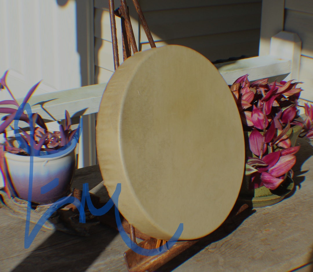 12 Deer Hide Hand Drum Native American Made William Lattie Cherokee ...