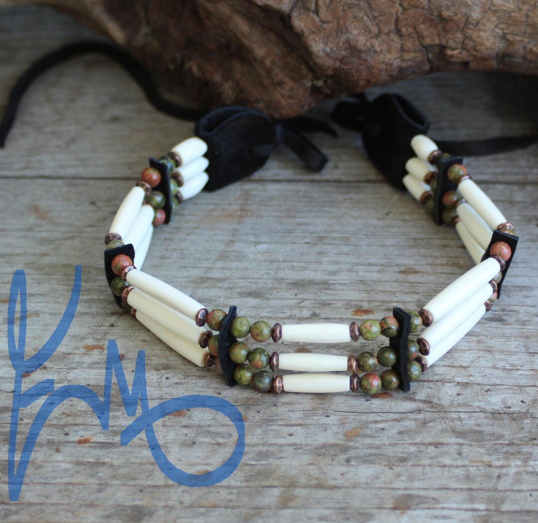 Native American Choker W/ Unakite Cherokee Made William Lattie Comes W ...