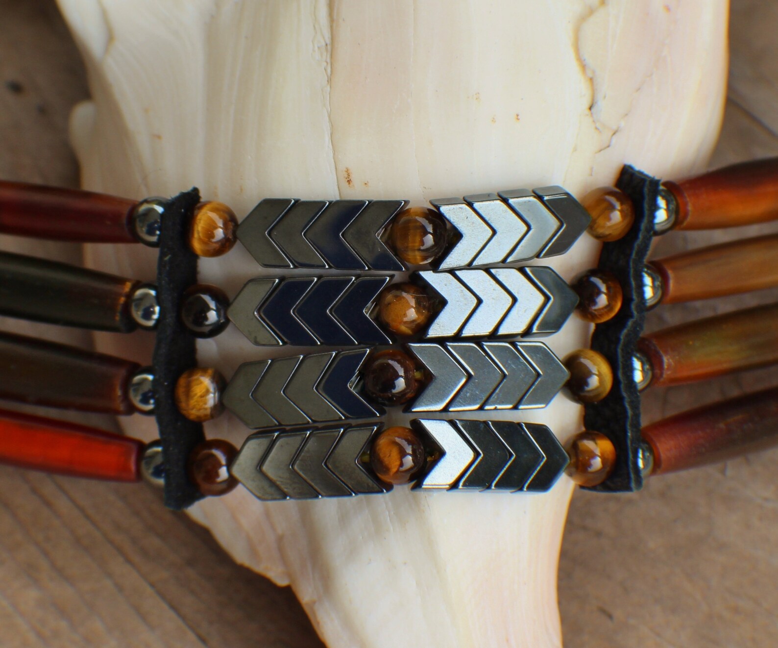 Native American Choker W/ Tigers Eye 4 Std William Lattie Cherokee ...