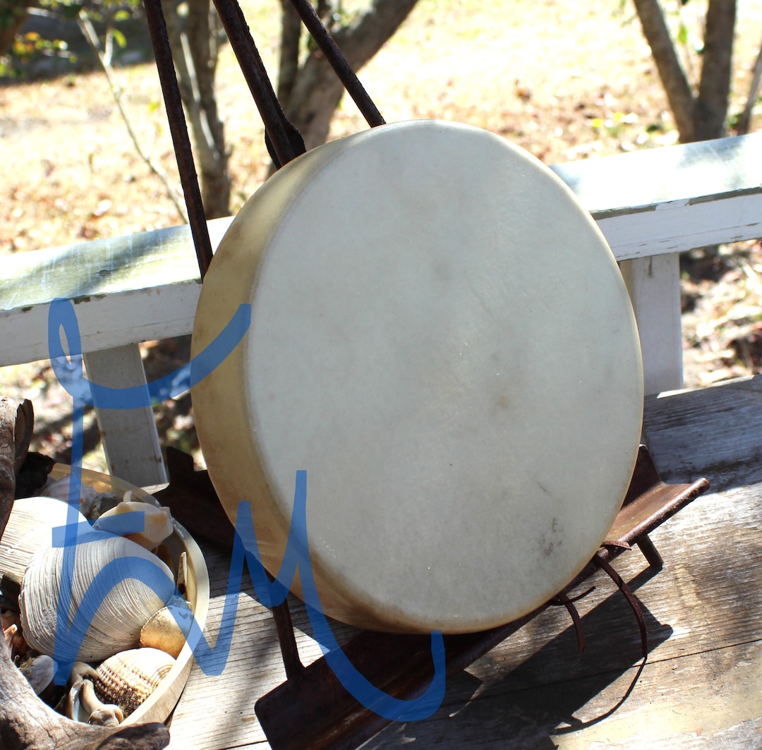 10" Deer Hide Hand Drum Native American Made William Lattie Cherokee ...