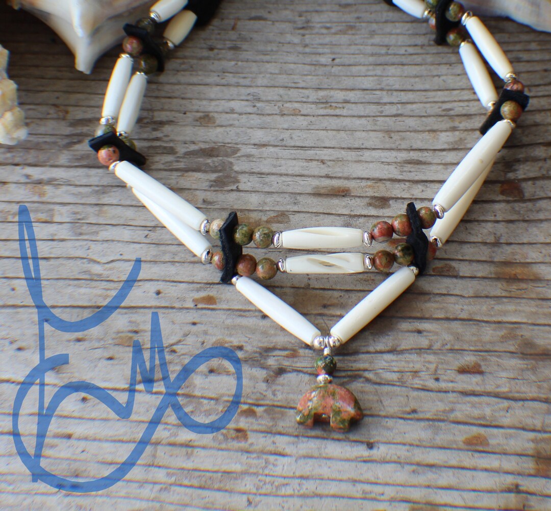 Native American Choker W/ Unakite Bear Cherokee Made William Lattie ...