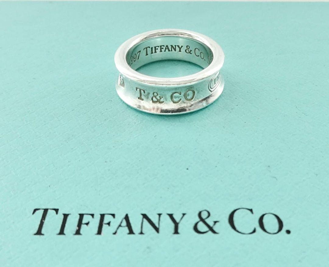 Authentic Tiffany & Co. 1837 Ring T Co 925 Concave Sterling Silver Medium Concave Band Ring Size ...