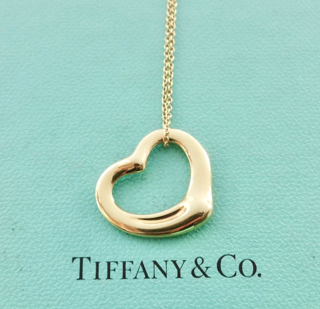 Authentic Tiffany Co Elsa Peretti Open Heart Necklace 22mm Yellow Gold 18K Pendant Necklace Etsy