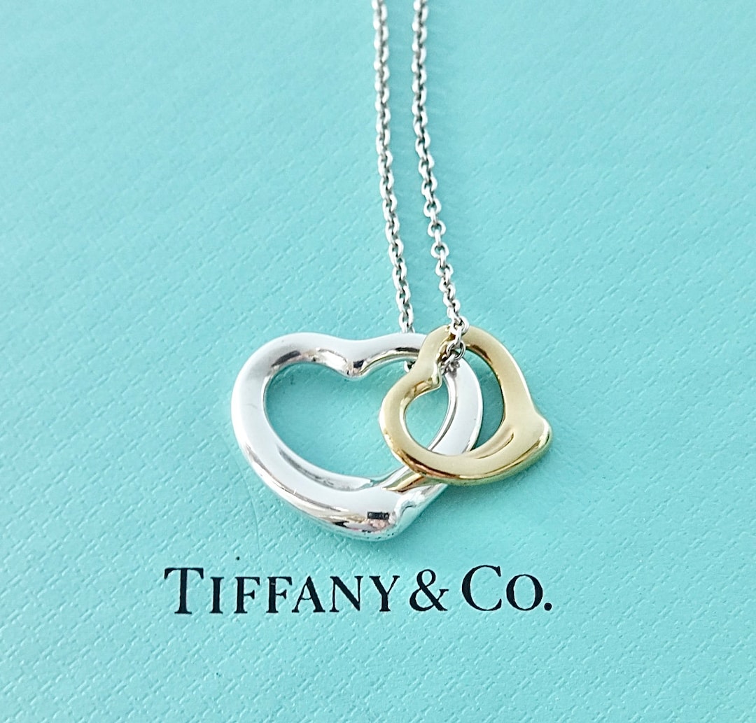 Authentic Tiffany & Co. Elsa Peretti Open Heart Necklace Yellow Gold ...