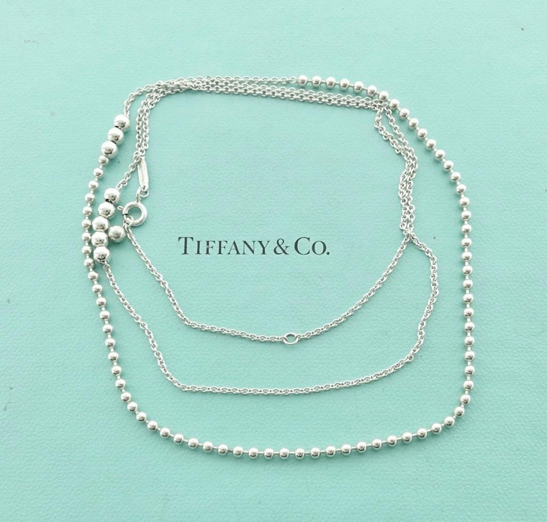 Authentic Tiffany & Co. Mixed Bead Chain Sterling Silver 28-30 Inch ...