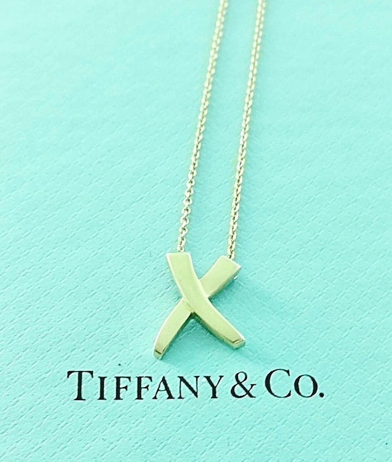 Authentic Tiffany Co. Paloma Picasso Graffiti X Necklace 18K Yellow Gold Medium Size Pendant Chain Necklace Etsy