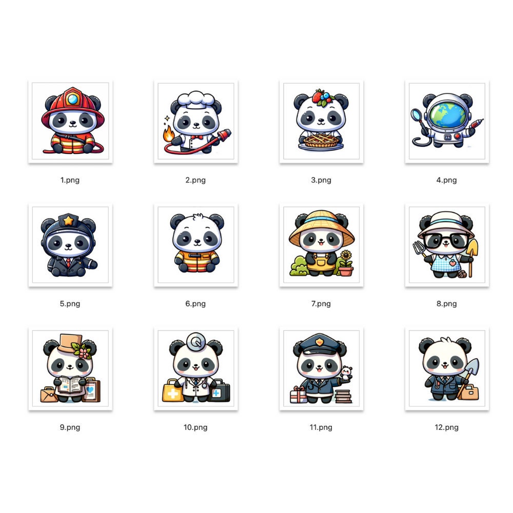 12 Cute Panda Transparent PNG Clipart 300dpi, Panda Clipart, Animal PNG ...