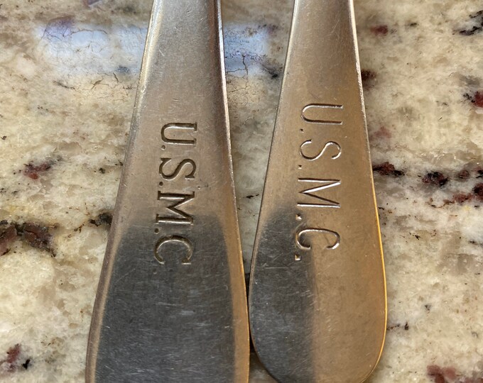 USMC United States Marine Corps Flatware Pair of Stainless Steel Fork ...