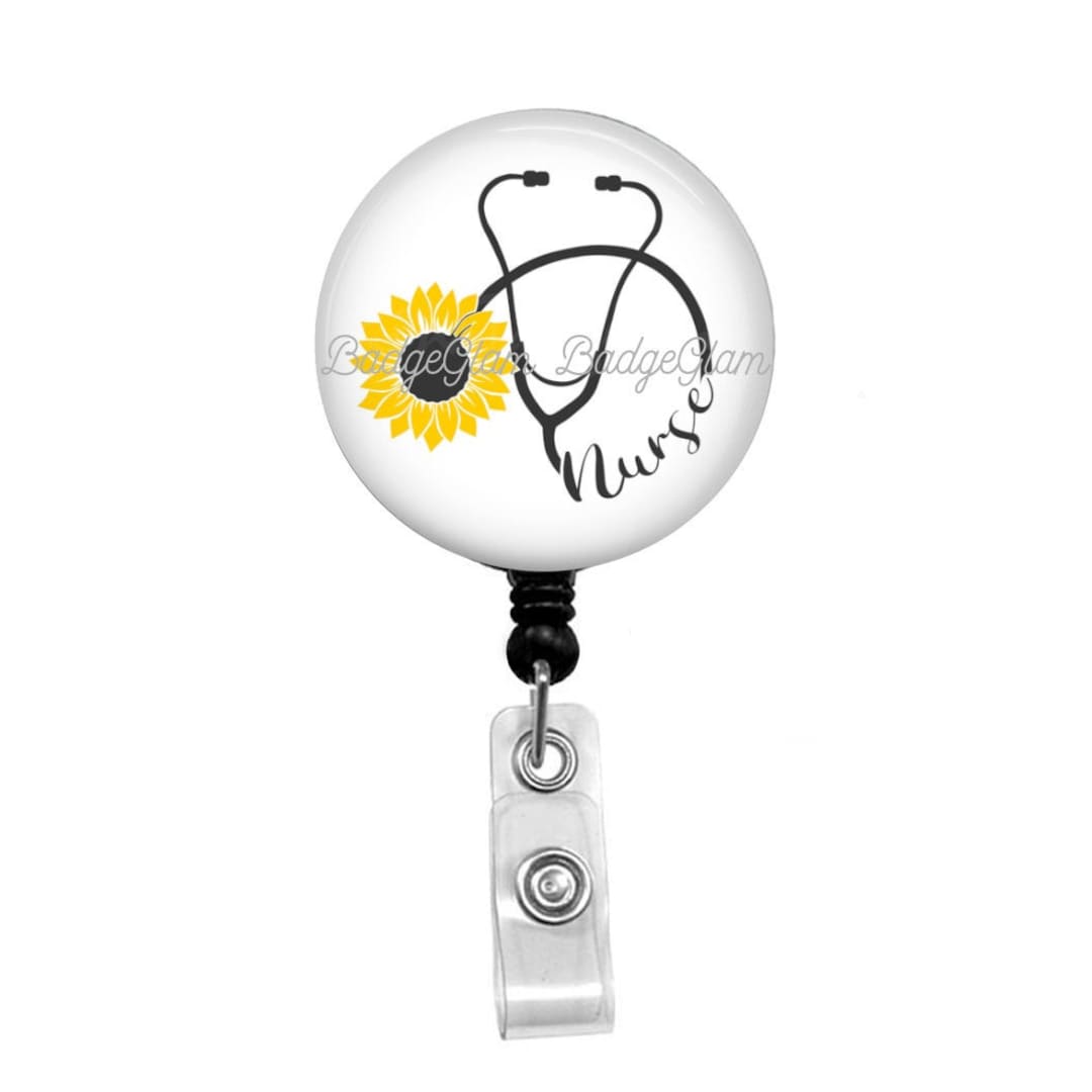 Sunflower Stethoscope Nurse Badge Reel - Sunflower Badge Reel - Nurse ...