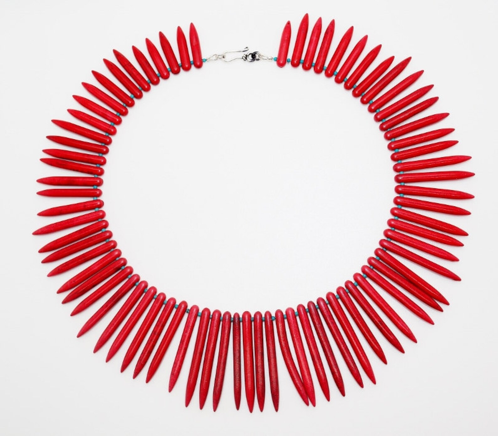 Red Turquoise Teeth and Blue Turquoise Collar Handmade Statement ...