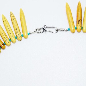 Yellow Turquoise Teeth and Turquoise Collar Handmade Statement Necklace ...