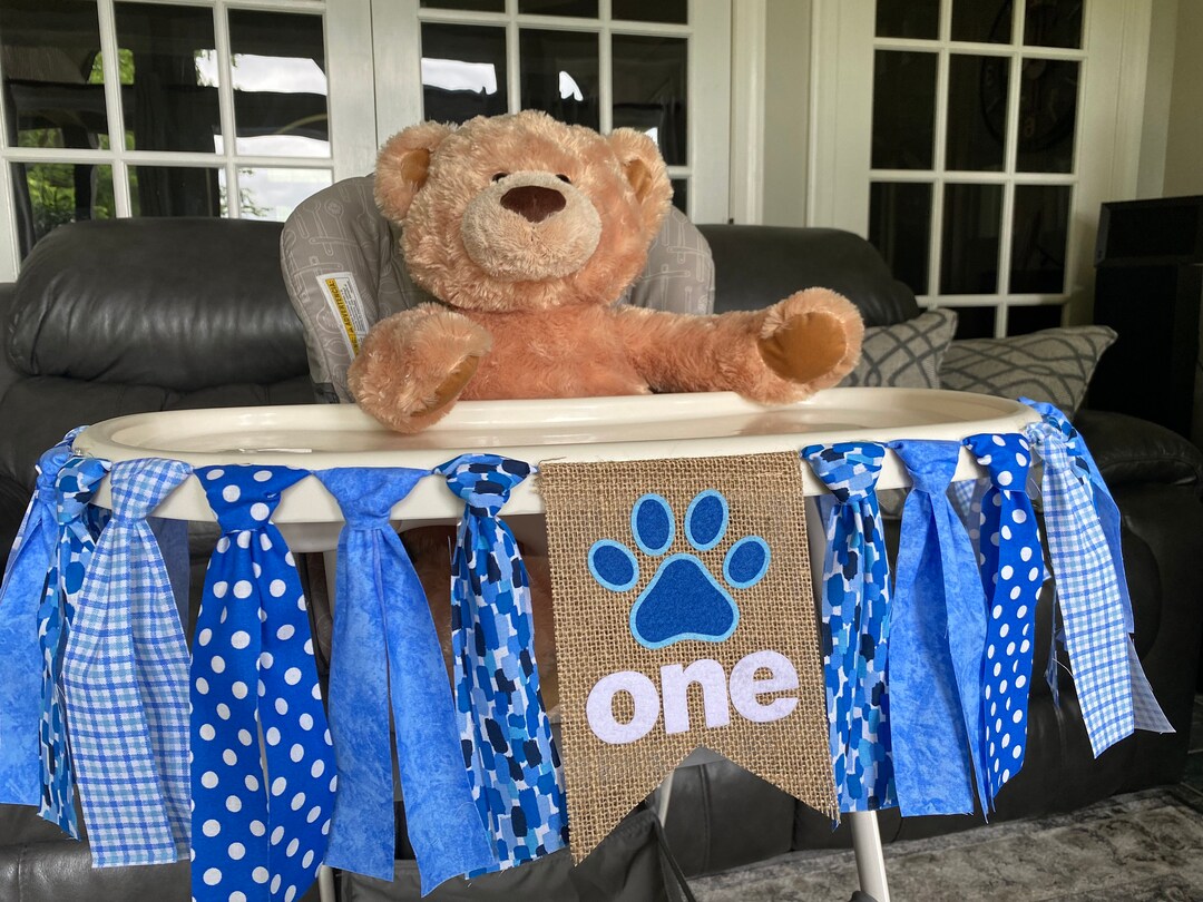 Blue Dog High Chair Banner, First Birthday Smash Cake, 1st Birthday ...