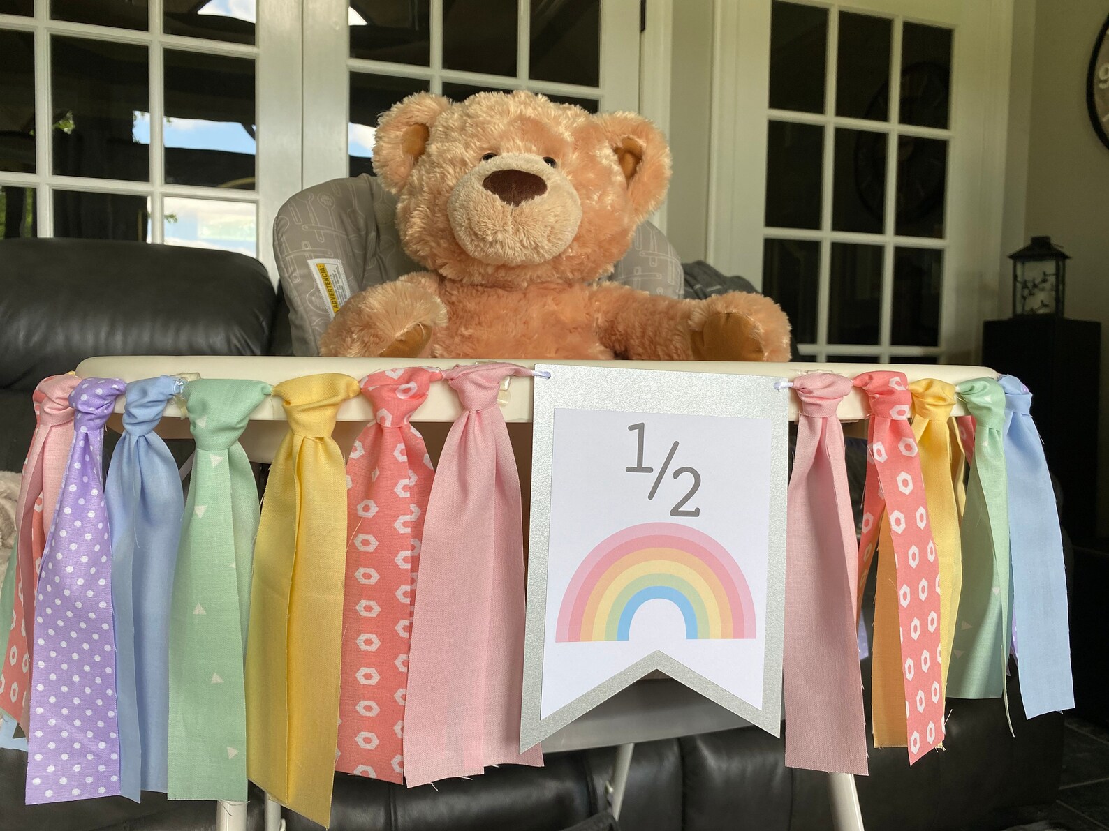 Rainbow High Chair Banner, Pastel 1/2 or 1st Birthday Banner, Smash ...