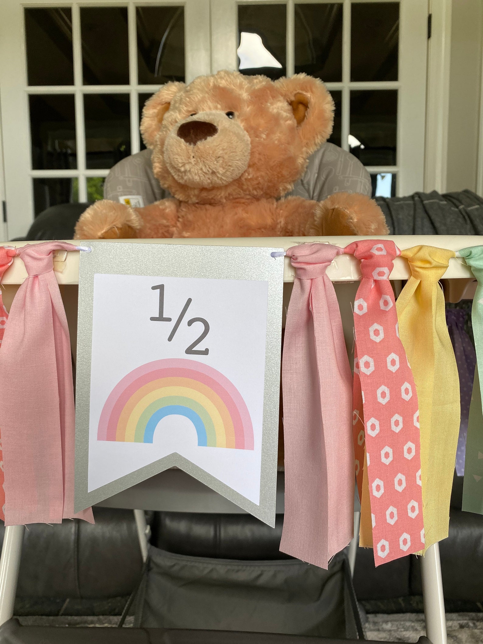 Rainbow High Chair Banner, Pastel 1/2 or 1st Birthday Banner, Smash ...