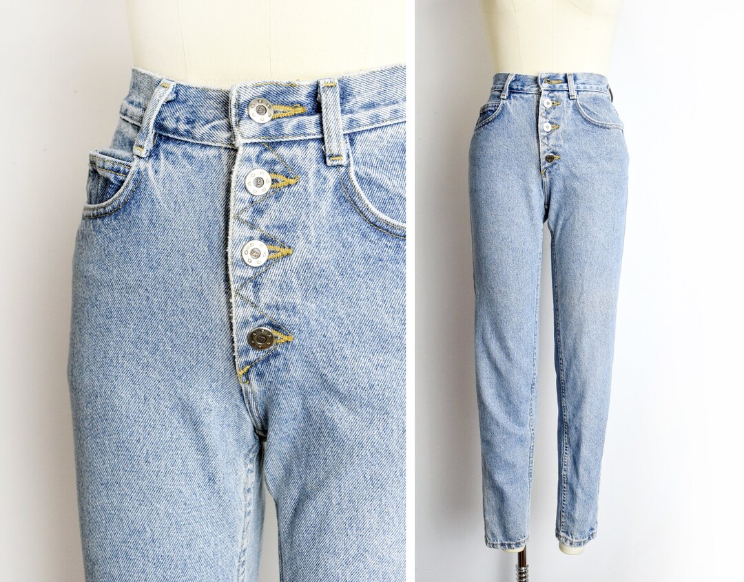 1980s Lee Button Fly Denim Size XS 80s Lee Light Wash Jeans Taper Jeans ...