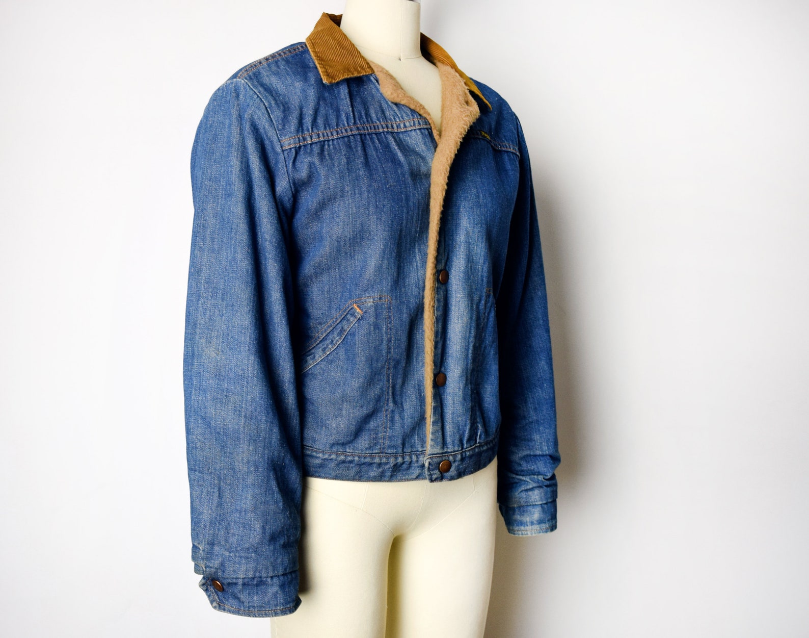 1970s Wrangler Denim Jacket Size Small 70s Faux Fur Lined Jean - Etsy