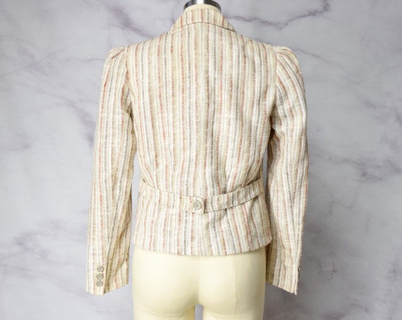 1970s Linen Blend Blazer Size Small Minimalist Stripe… - Gem