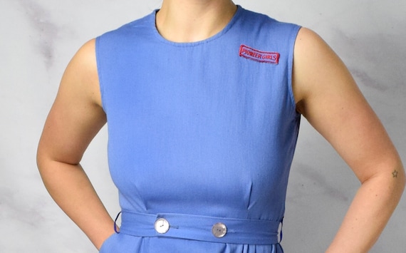 1950s Pioneer Girls Uniform Dress in Blue Sleeveless Dress - Etsy