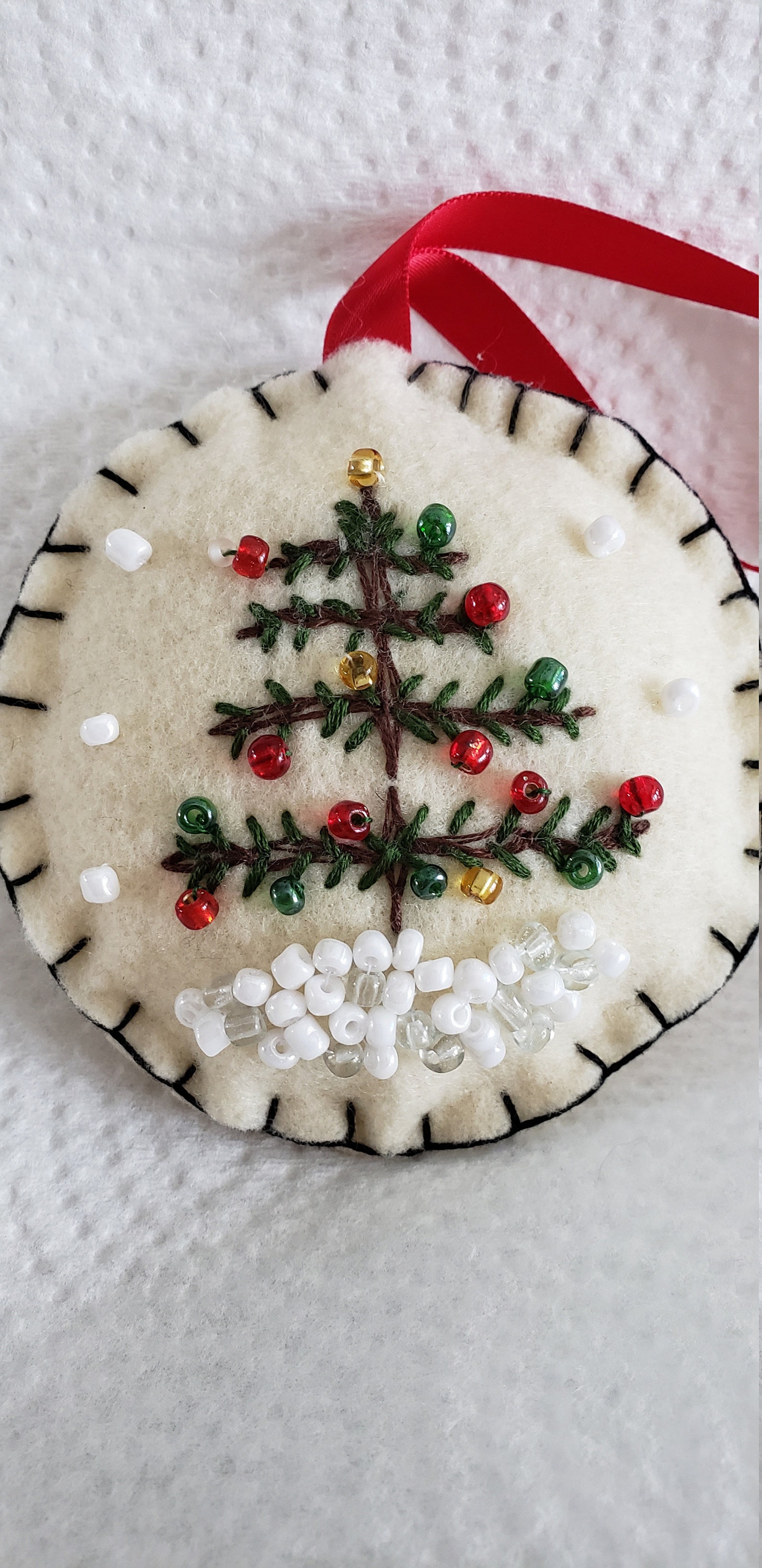 Embroidered Felt Ornaments/ Embroidered Christmas Trees/ | Etsy
