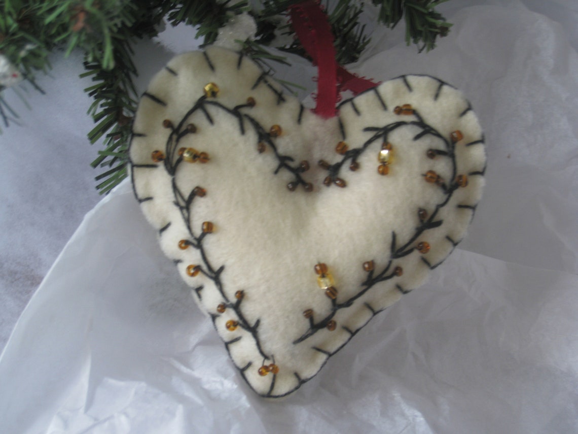 Embroidered Felt Ornaments/ Embroidered Christmas Trees/ | Etsy