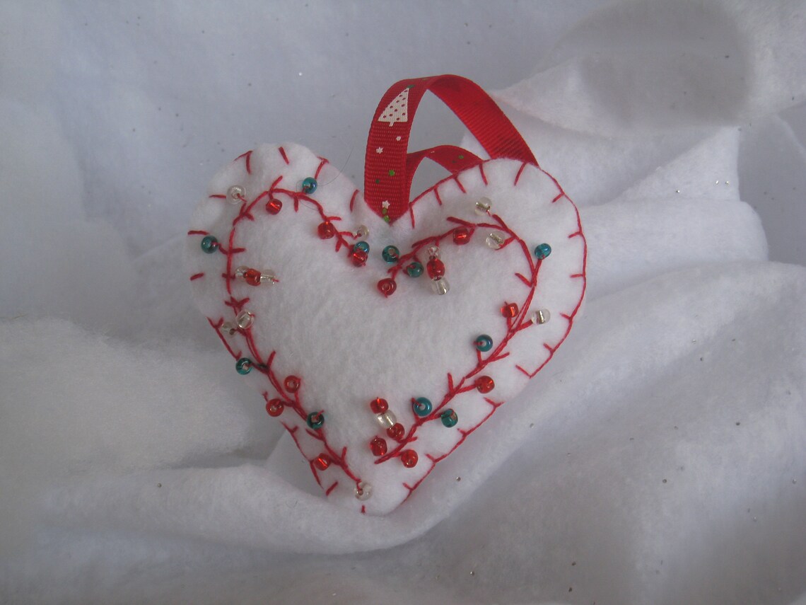 Embroidered Felt Ornaments/ Embroidered Christmas Trees/ | Etsy