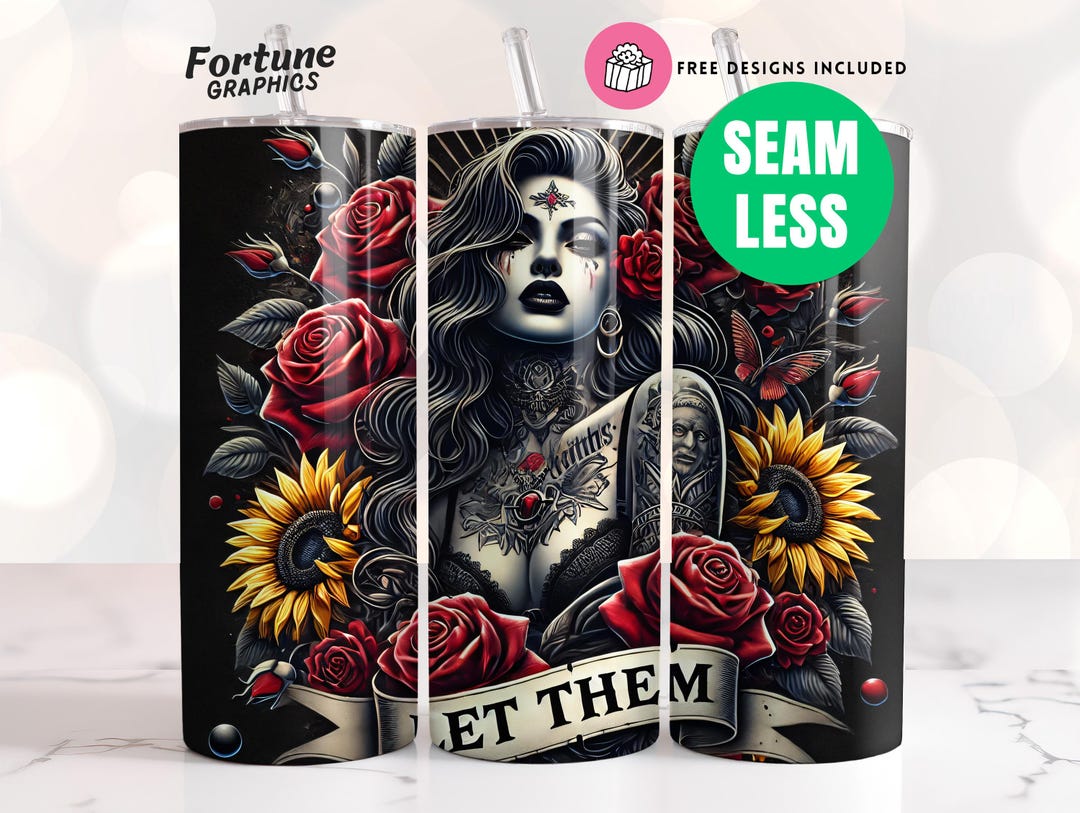 Let Them Tumbler Wrap, Affirmation Motivation 20oz Skinny Straight ...