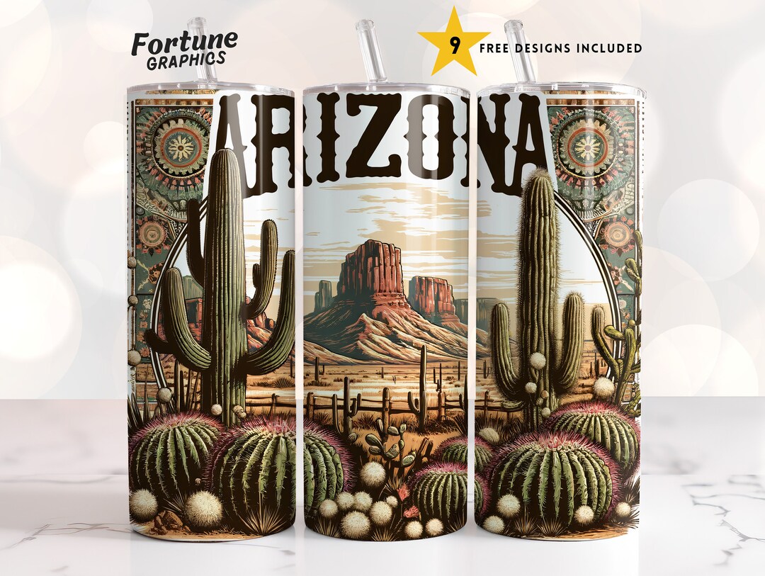 Arizona Desert Tumbler Wrap Cactus 20 Oz Skinny Tumbler Sublimation ...