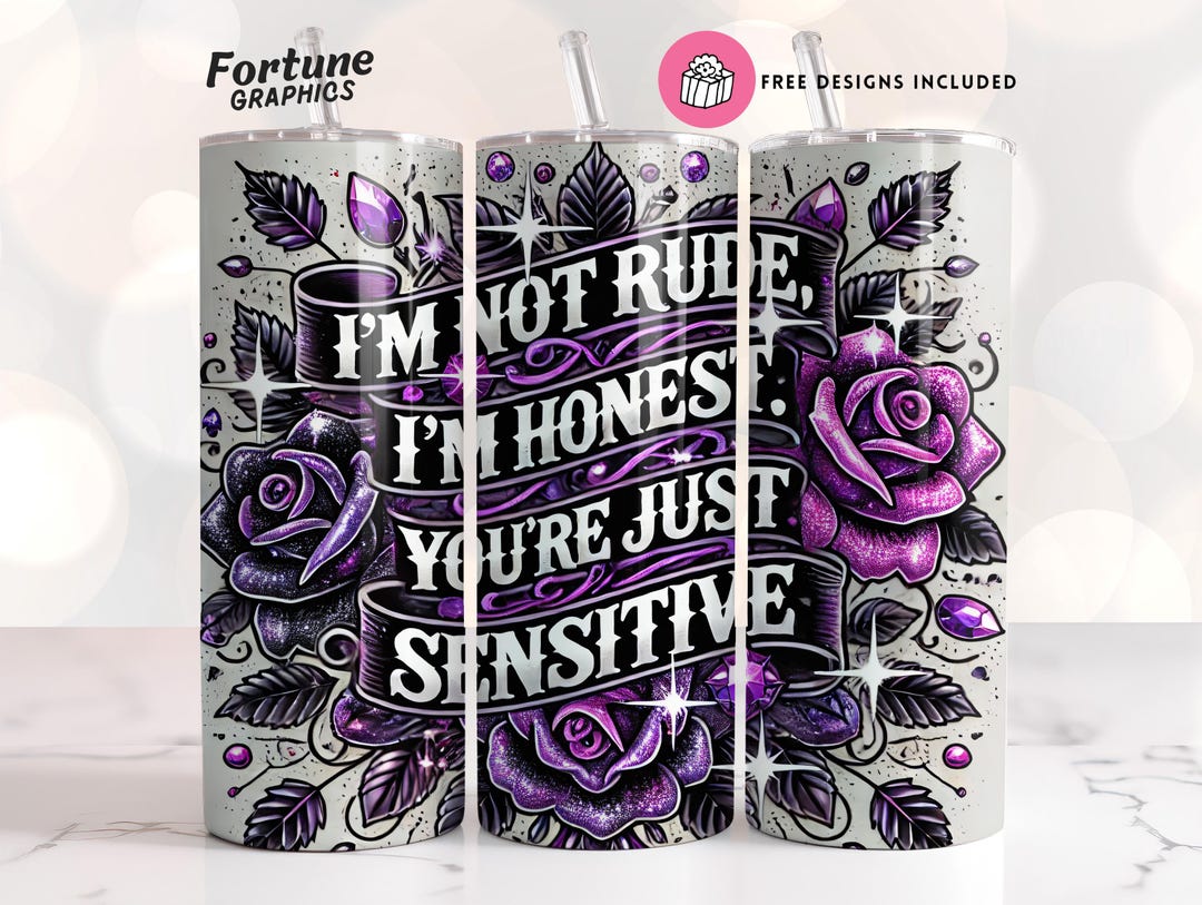 Sarcastic Tumbler Wrap I'm Not Rude I'm Honest 20 Oz Skinny Tumbler ...
