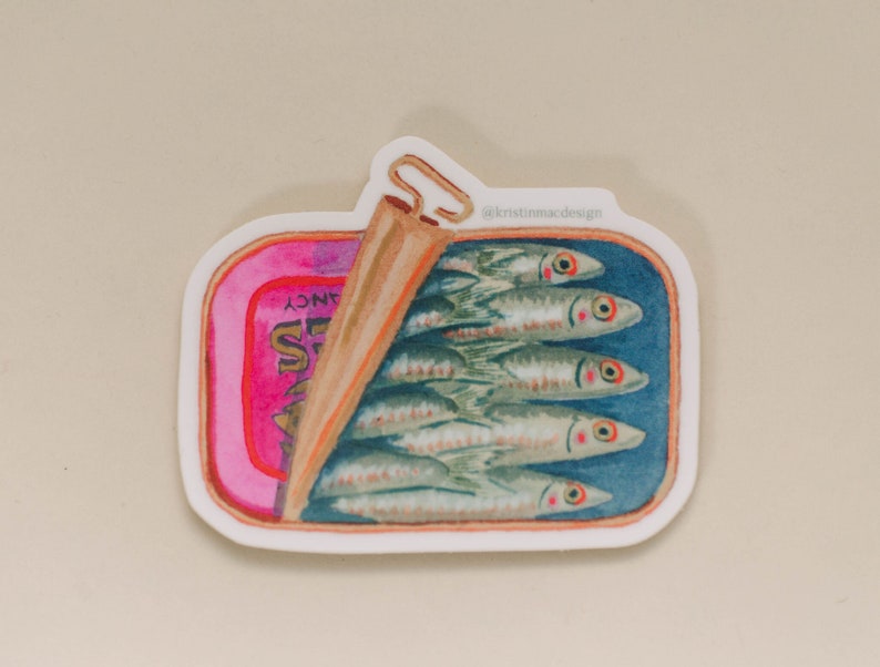 Sardine Sticker | Watercolor Illustration, Durable Die-cut - Etsy