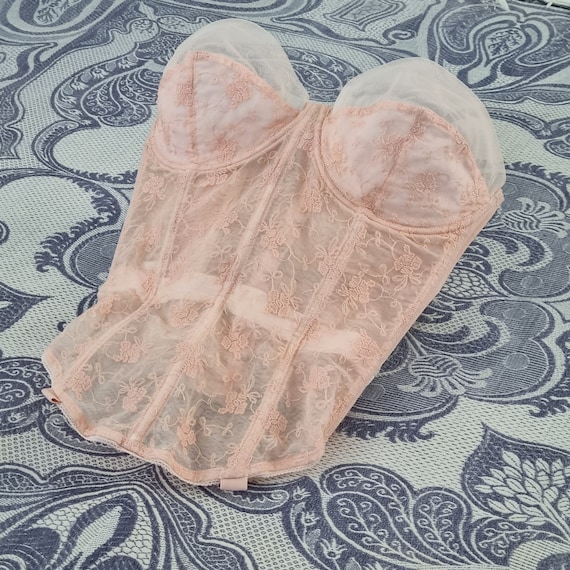 vintage 1950s merry widow corset / bra bustier top li… - Gem