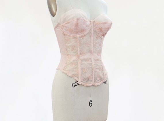 vintage 1950s merry widow corset / bra bustier top li… - Gem