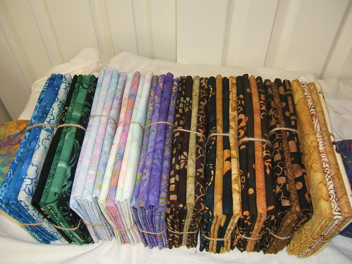 Batik Textiles 4 Piece Batik Bundle Coordinating Fabrics 10 | Etsy