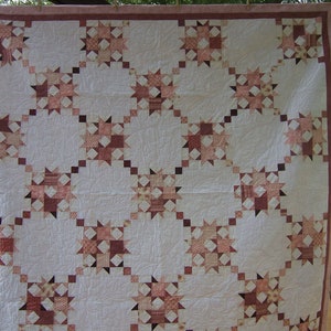 Bed or Oversized Lap Quilt, Mauve Pink White, 88''x 88", Unique, One of ...