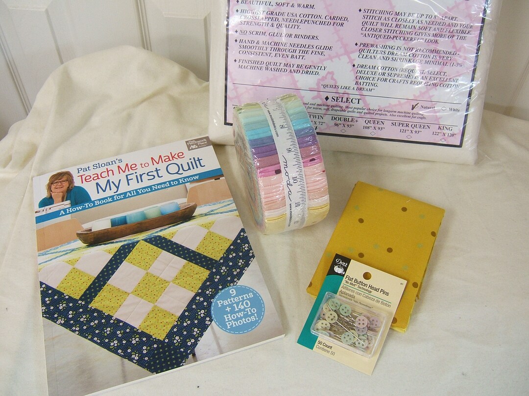 Quilt Kit for Beginners With Book, Fabric for Top, Binding, Batting and ...