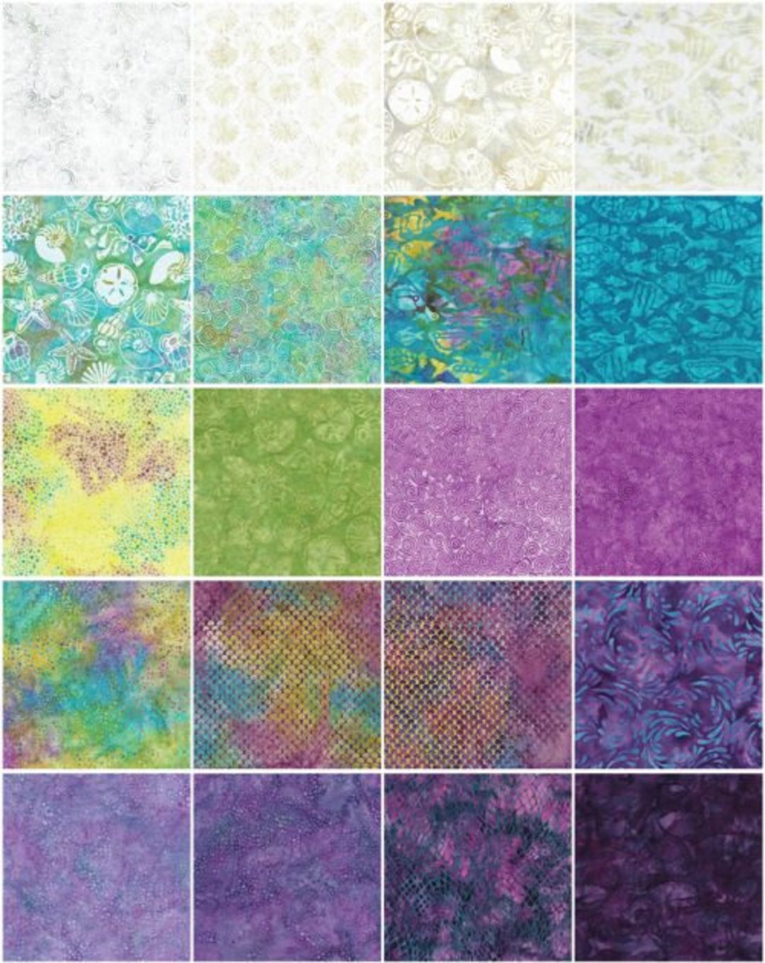 Sea Glass, Island Strips, Island Batik Fabrics, 2.5 Strips, 40 Pieces ...