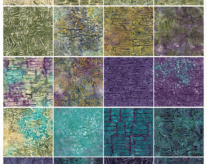 Shadow Blooms Stacks, Island Batik Fabrics, 10" X 10" Squares, 40 ...