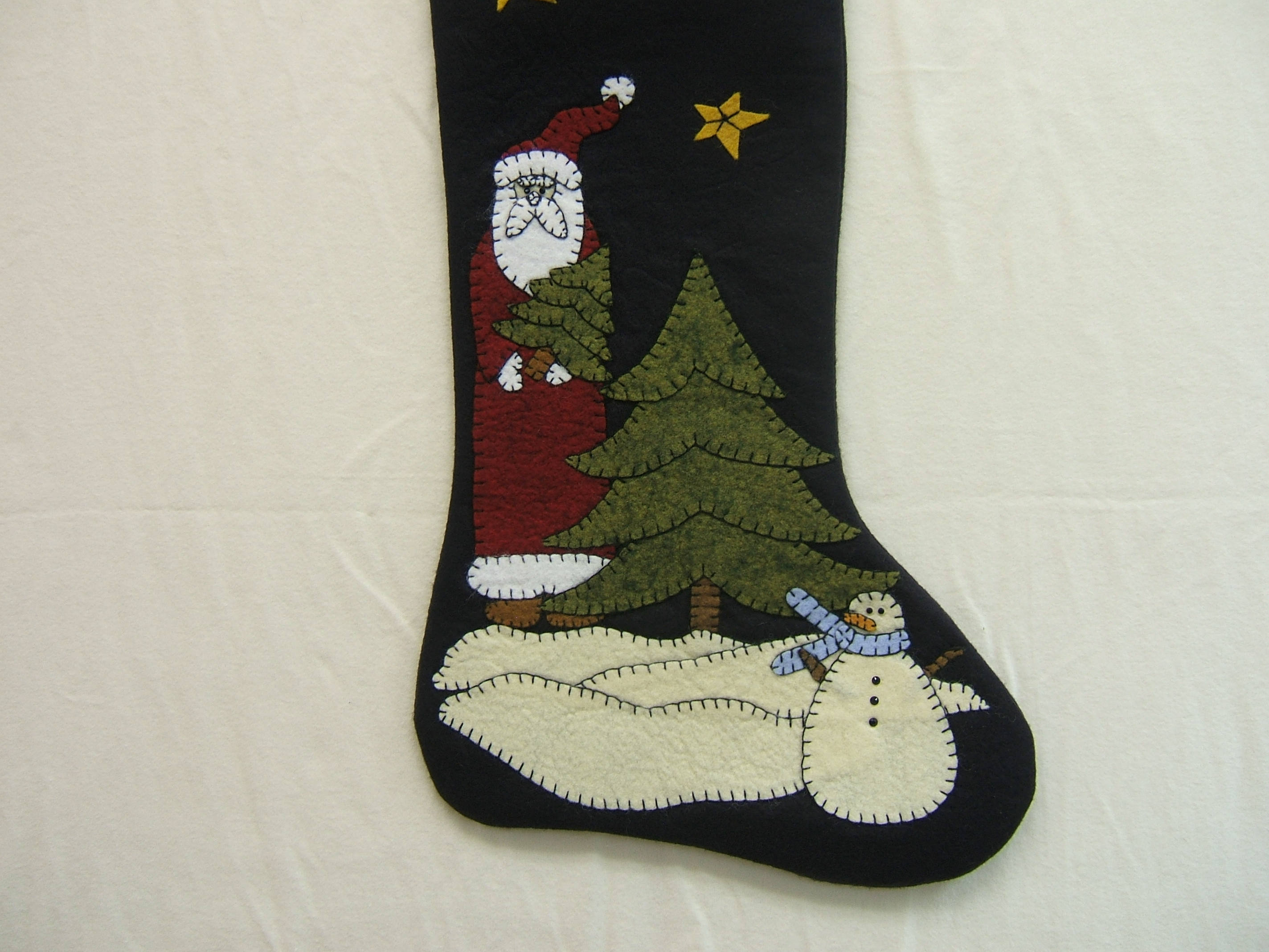 Unique Wool Felt Stocking, Hand Appliqued, Embellished Christmas ...