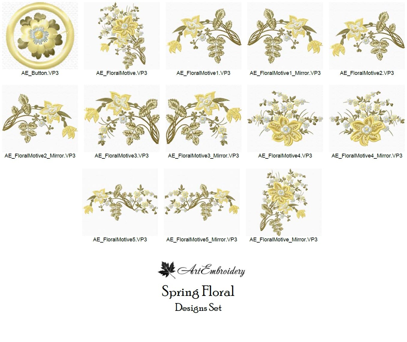 Spring Floral Embroidery Designs Set for Man's Coat - Etsy