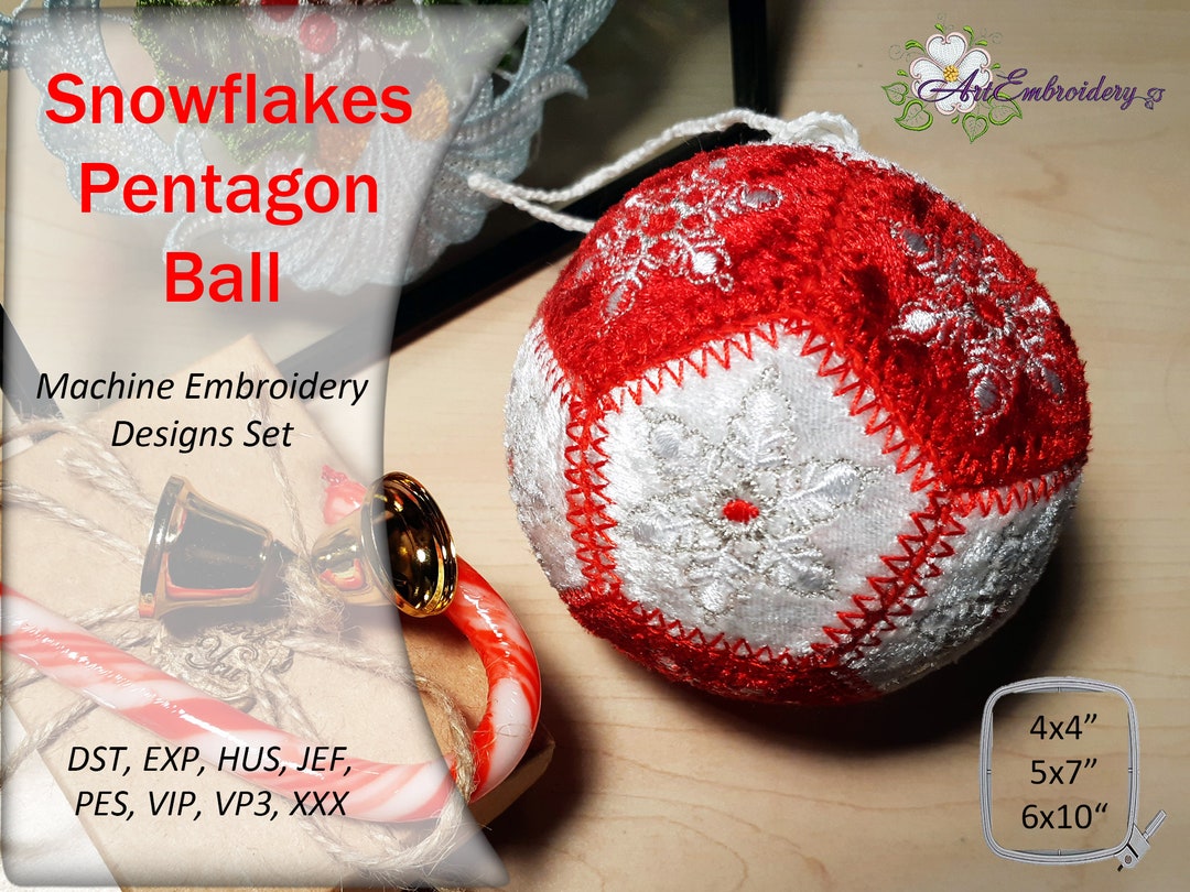 Snowflakes Pentagon Ball, ITH Project. Machine Embroidery Designs Set ...