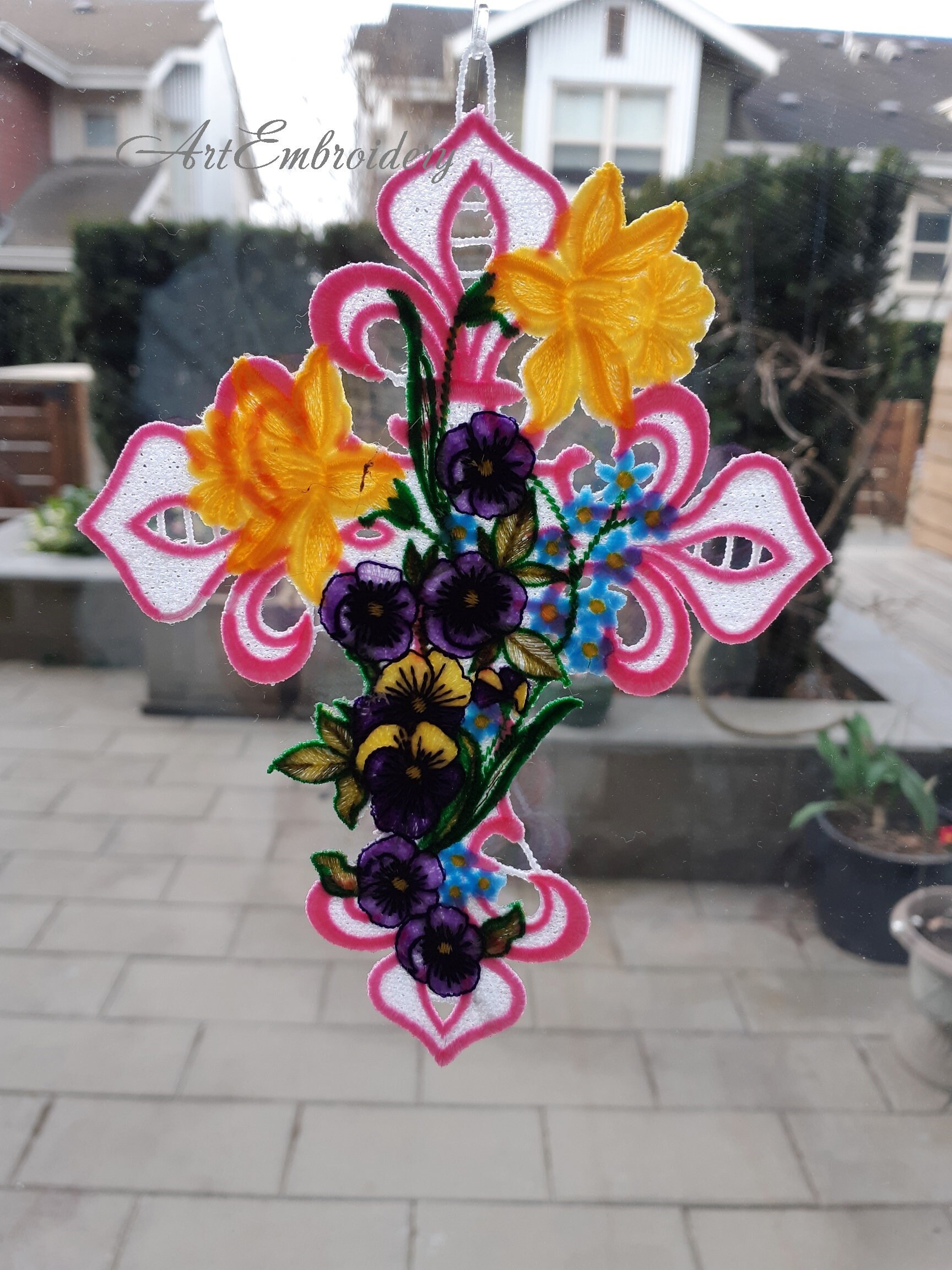 FSL Spring Flowers Cross: Machine Embroidery Design (digital Download ...