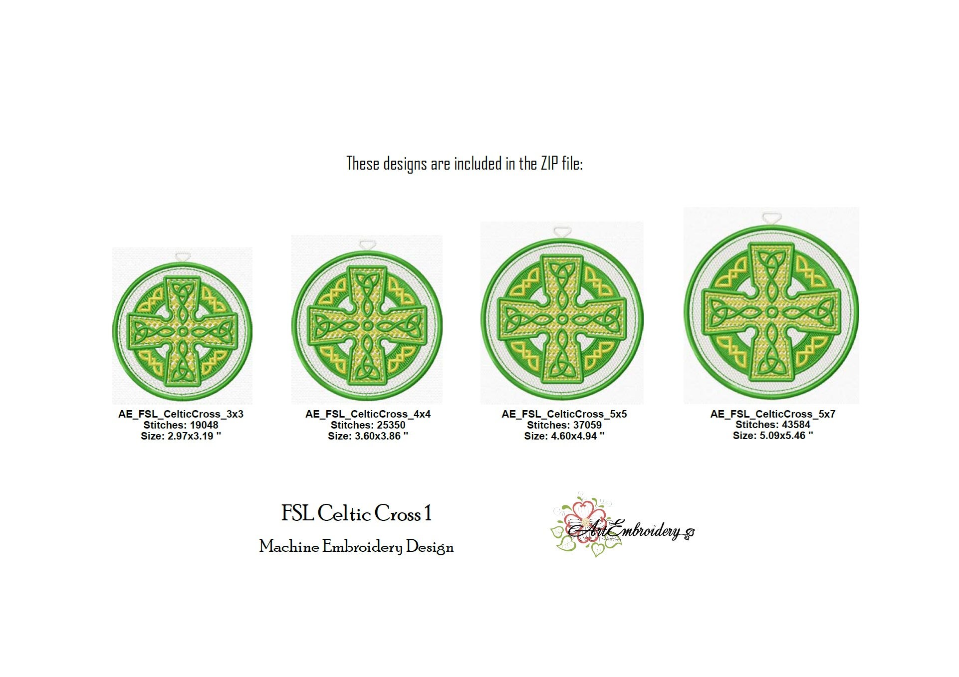 FSL Celtic Cross Machine Embroidery Design: Irish Knotwork (4x4, 5x7 ...