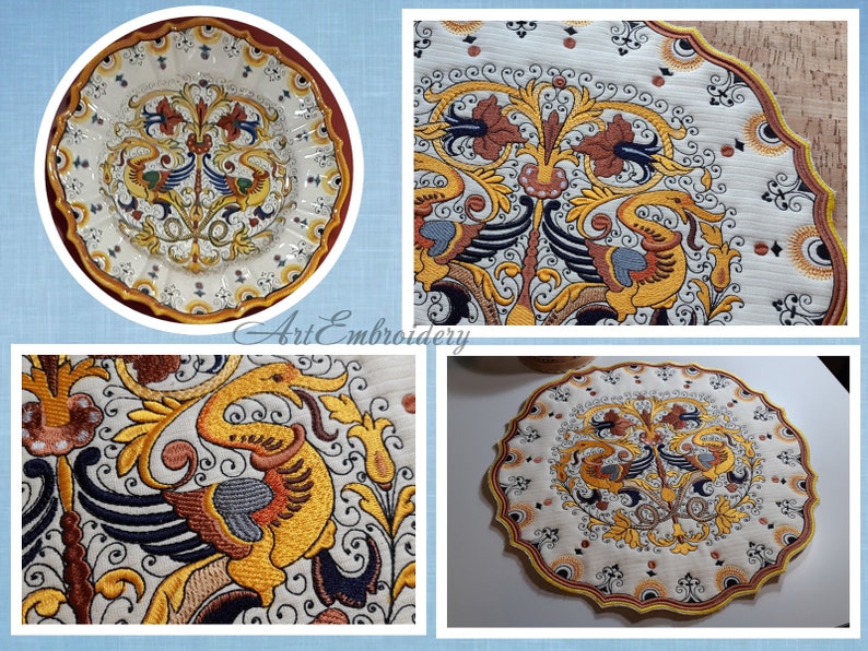 Italian Tile Doily Machine Embroidery Design: ITH Project (6x8 to 14x14 ...