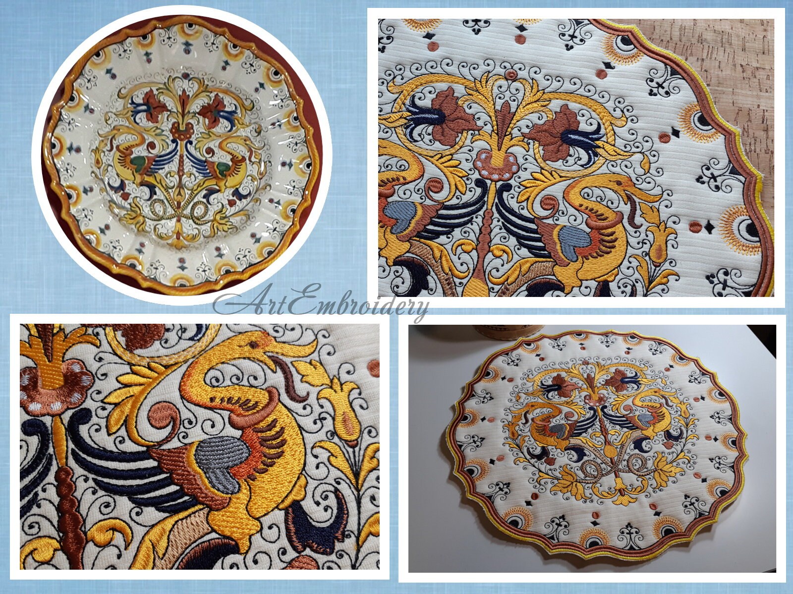 Italian Tile Doily Machine Embroidery Design: ITH Project (6x8 to 14x14 ...
