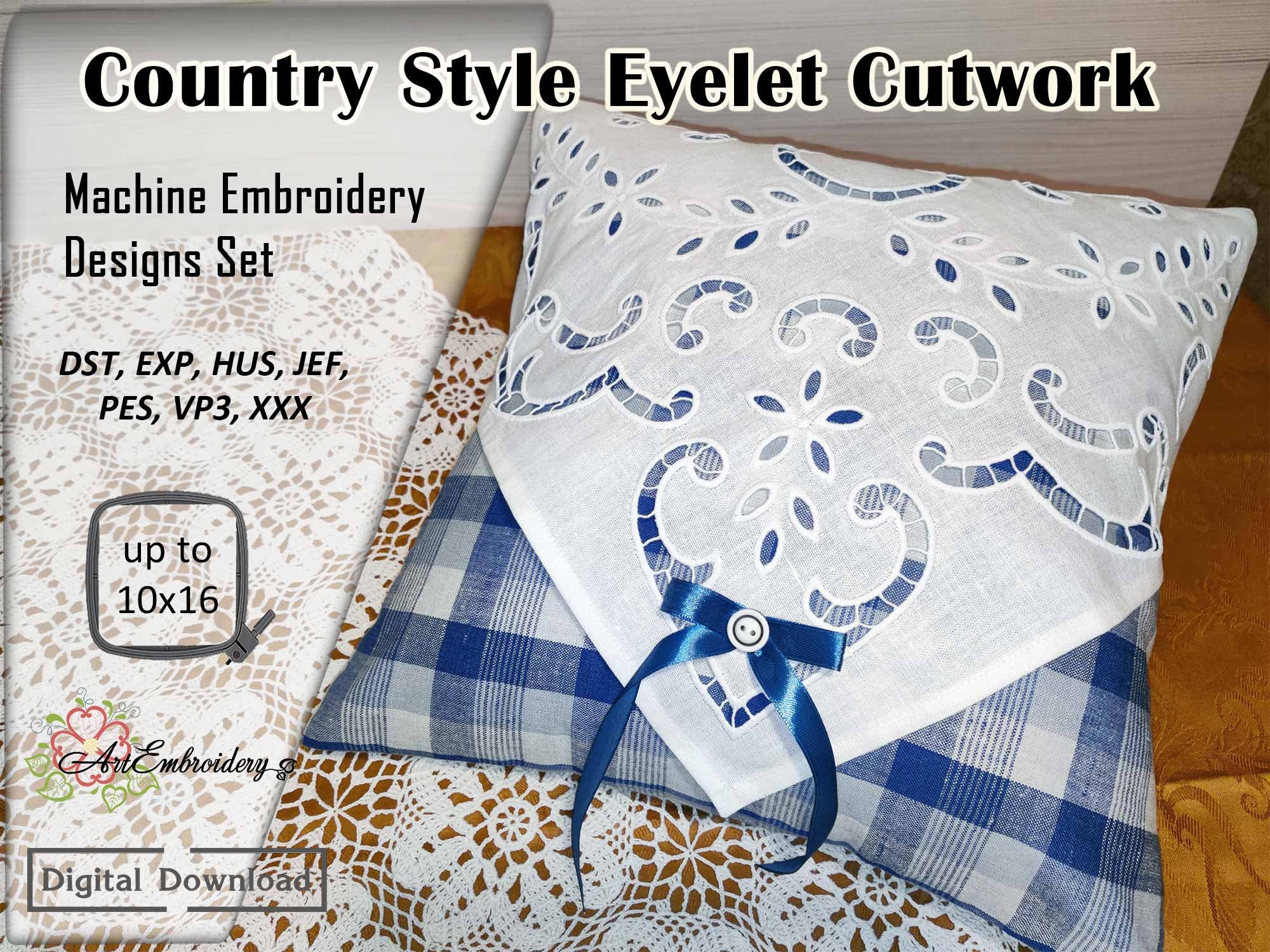 Country Style Eyelet Cutwork - Machine Embroidery Designs Country Style Eyelet Cutwork - Machine Embroidery Designs