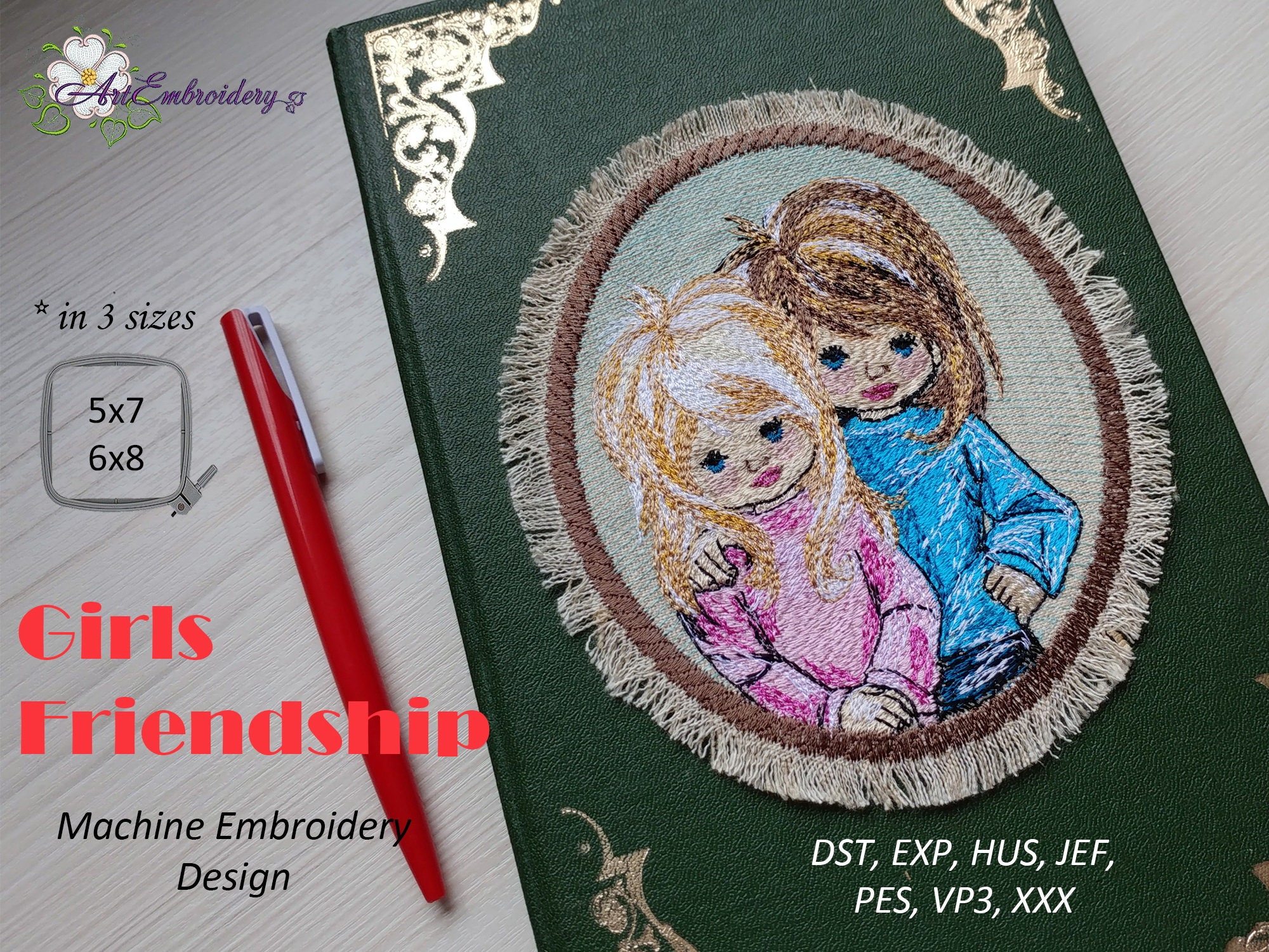 Girls Friendship Machine Embroidery Design in 3 sizes for | Etsy