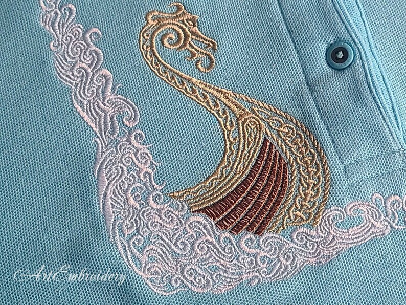Viking Dragon Machine Embroidery Design: Celtic Norse Boat (8x10 ...